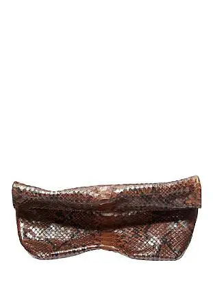 Michael Kors Maggie Snake-embossed Leather Clutch - Brown