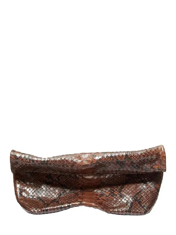 Michael Kors Maggie Snake Embossed Leather Clutch - Brown