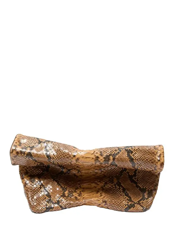 Michael Kors Maggie Snake-embossed Leather Clutch - Natural