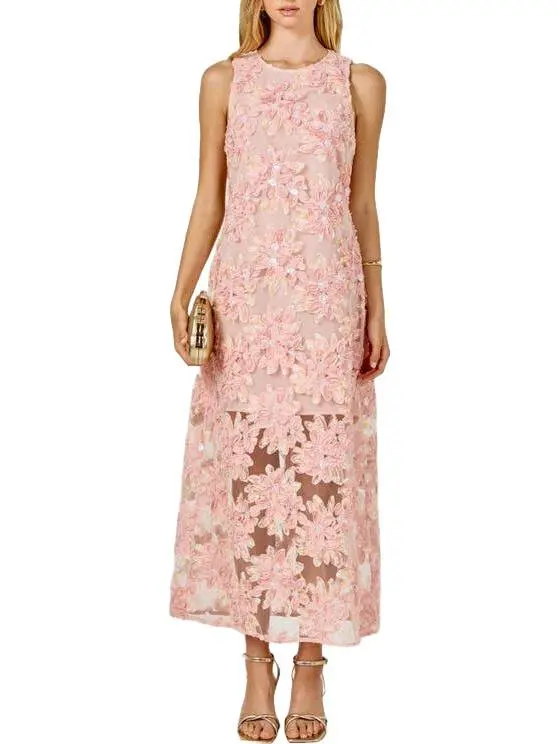 Endless Rose Texture Sleeveless Maxi Dress - Pink