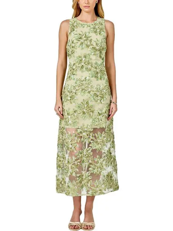 Endless Rose Texture Sleeveless Maxi Dress - Sage