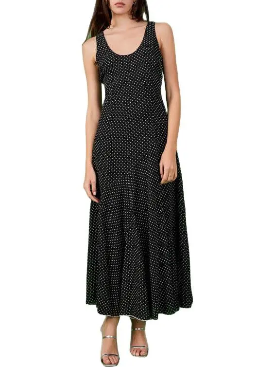 Endless Rose Dot Godet Maxi Dress - Black/white