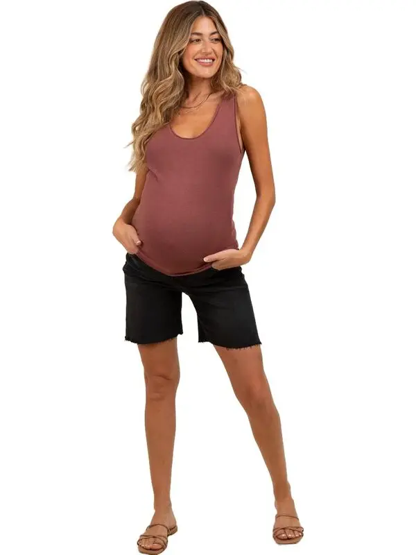 PINKBLUSH Maternity Denim Shorts - Black