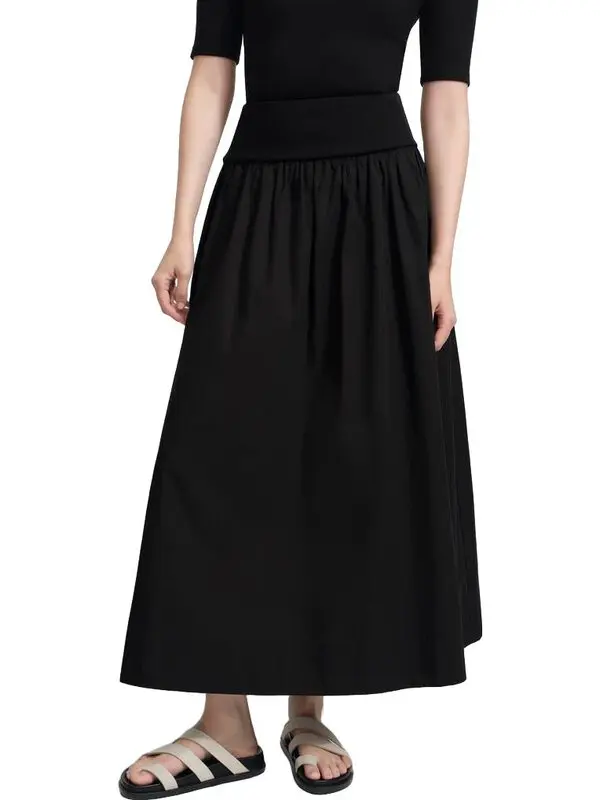 MARCELLA Throop Cotton Poplin Maxi Skirt - Black