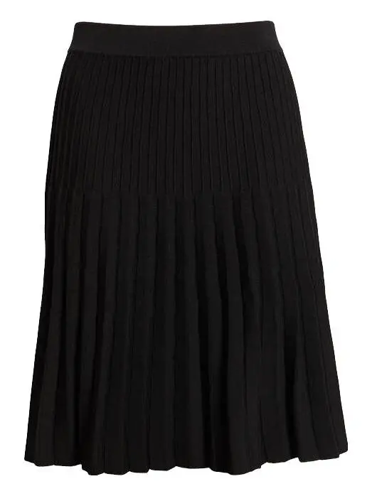 Halogen Pleated Knit Skirt - Rich Black