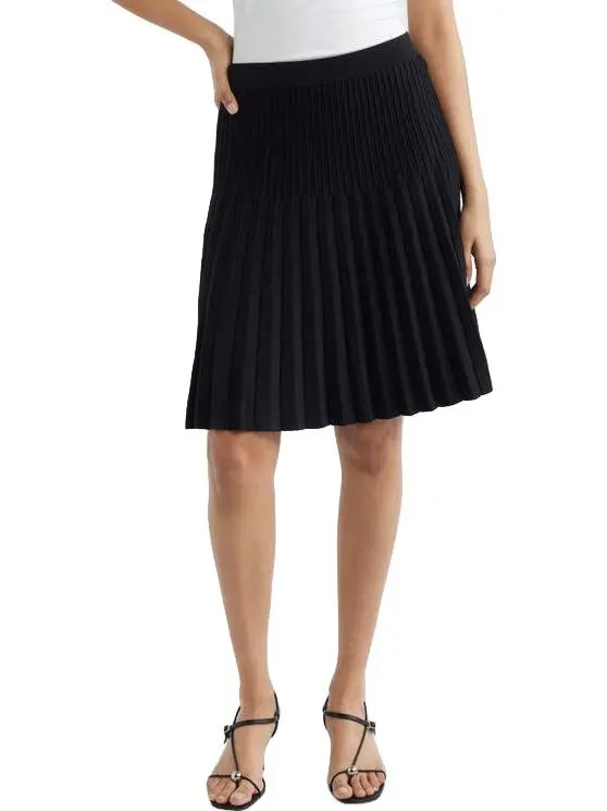 Halogen Pleated Knit Skirt - Rich Black