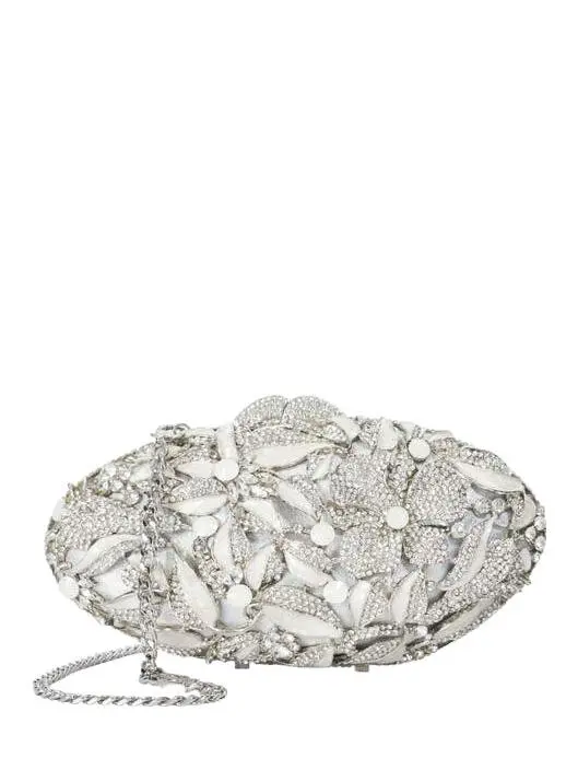 Dune London Crystal Embellished Minaudière - Silver