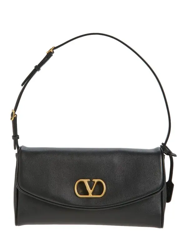 Valentino Garavani Small Devain Leather Shoulder Bag - Black