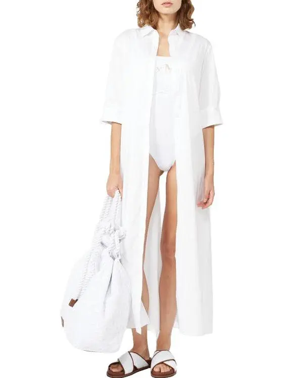 Max Mara Stretch Cotton Blend Cover-up Dress - Optical White