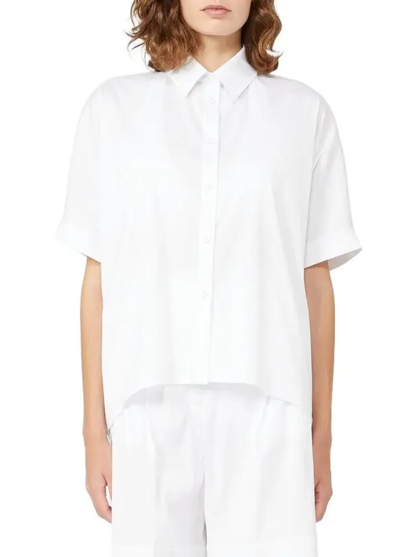 Max Mara Pittura Short Sleeve Cotton Blend Shirt - Optical White