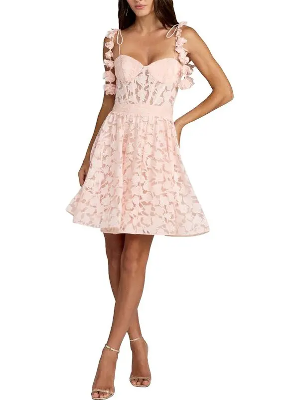 Mac Duggal Floral Bustier Mini Dress - Blossom Pink