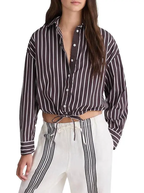 Madewell Drawstring Poplin Button-up Shirt - Chocolate Plum