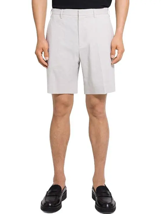 Theory Stretch Linen Blend Straight Leg Shorts - Silver Cloud