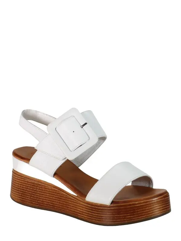 DIBA TRUE Leather Wedge Sandals - White