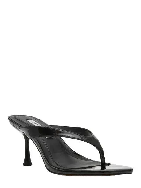 Steve Madden Heeled Flip Flops - Black Patent