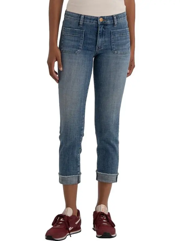 Kut From The Kloth Amy Frayed Patch Pocket Crop Jeans - Attractive