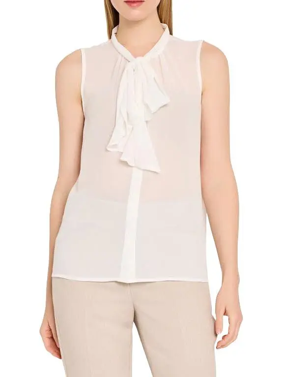 TAHARI ASL Ruffle Tie Sleeveless Top - Ivory