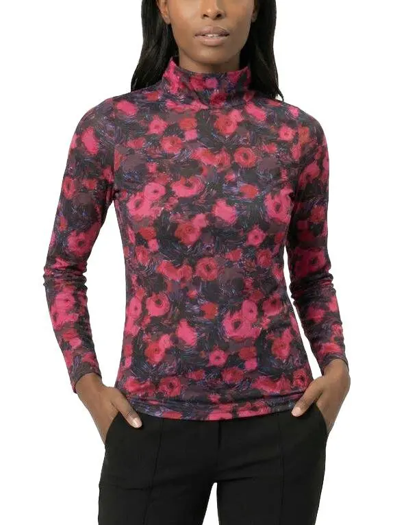 AREA STARS Lee Mock Neck Jersey Top - Rose Print