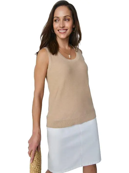 JESSICA LONDON Sleeveless Sequin Knit Shell - New Khaki Shimmer