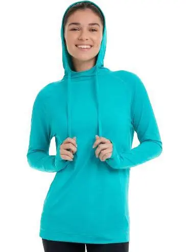 BLOQUV Sun Protective Pullover Hoodie Shirt - Caribbean Blue