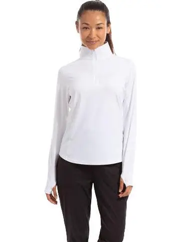 BLOQUV Relaxed Fit Mock Zip Top - White