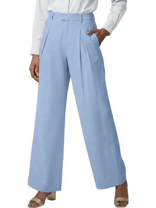 JESSICA LONDON Linen Wide-leg Trouser - Azure Mist