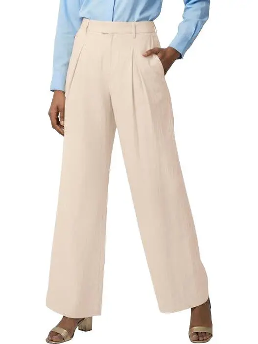 JESSICA LONDON Linen Wide-leg Trousers - Oatmeal
