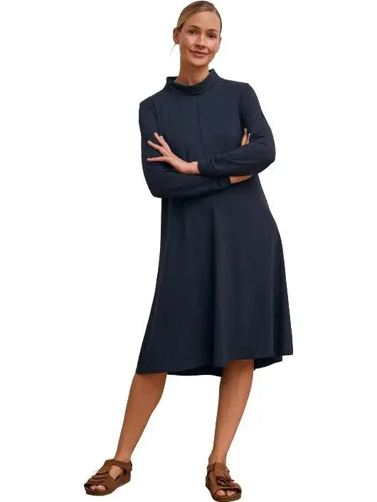 CELTIC & CO. Roll Neck Jersey Dress - Navy