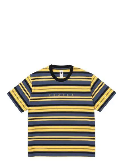 VOWELS Short Sleeve Stripe Tee - Black