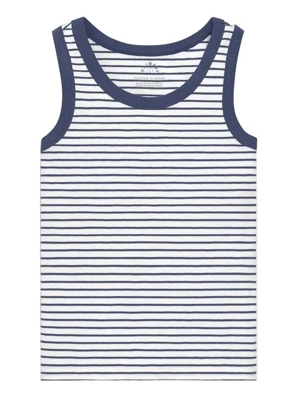 PRIMARY Ribbed Tank In Stripe - Sunwashed Navy White Stripe