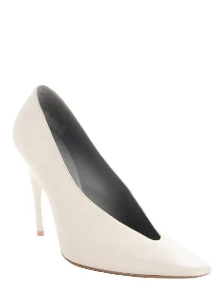 Balenciaga Duchesse Pointed Toe Pump - White Snow/gold