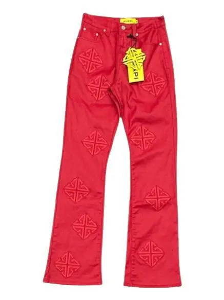 GUAPI Icon Flared Denim Jeans - Crimson Red
