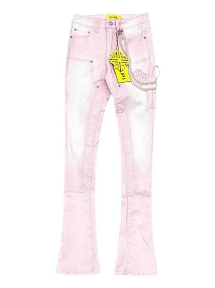 GUAPI Carpenter Stacked Denim Jeans - Velvet Pink
