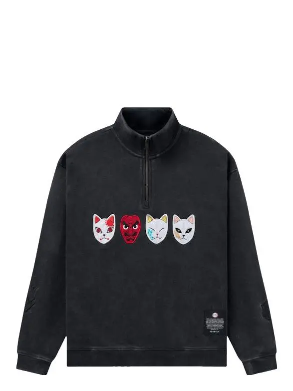 YOUNGLA X Demon Slayer: Kimetsu No Yaiba Quarter Zip Top - Warding Masks