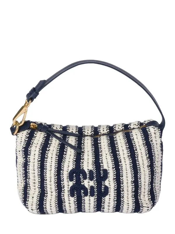 Miu Miu Crochet And Leather Pouch - Blue/chalk White