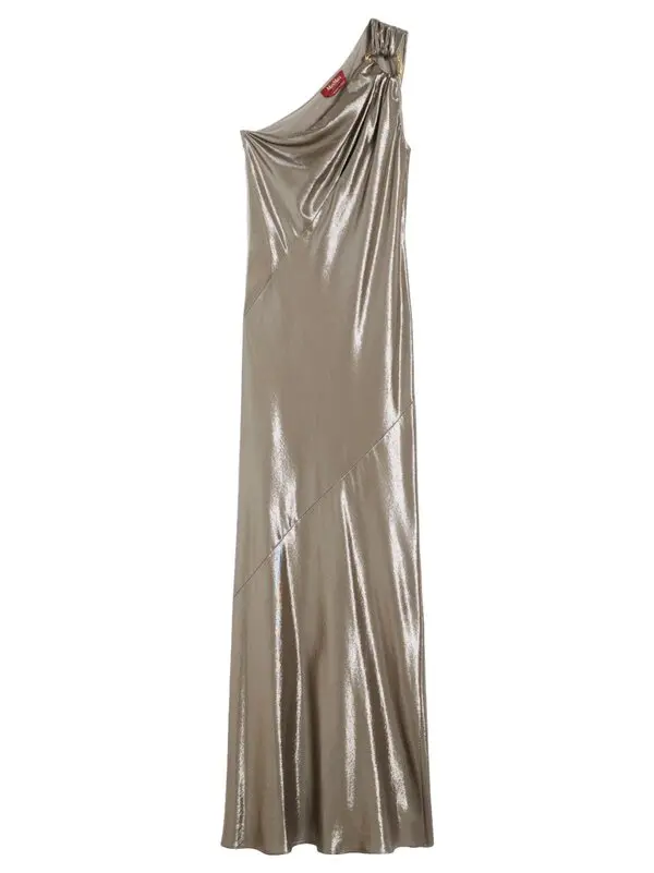 Max Mara Lamé One-shoulder Maxi Dress - Mud