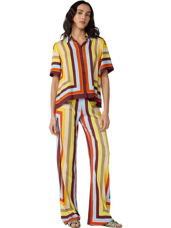 Diane Von Furstenberg Alexa Silk Shirt - Dorian Stripe Multi