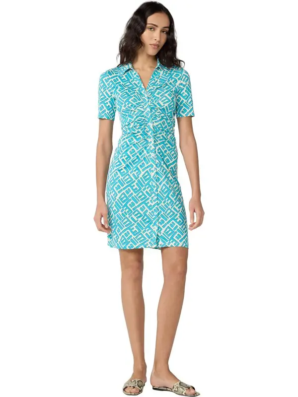 Diane Von Furstenberg Zoey Mini Dress - Accra Geo Mini Aquamarine