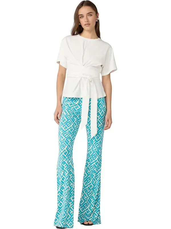 Diane Von Furstenberg Brooklyn Pants - Accra Geo Mini Aquamarine