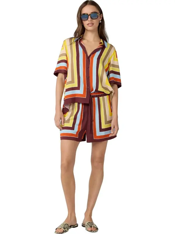 Diane Von Furstenberg Delfine Silk Shorts - Dorian Stripe Multi