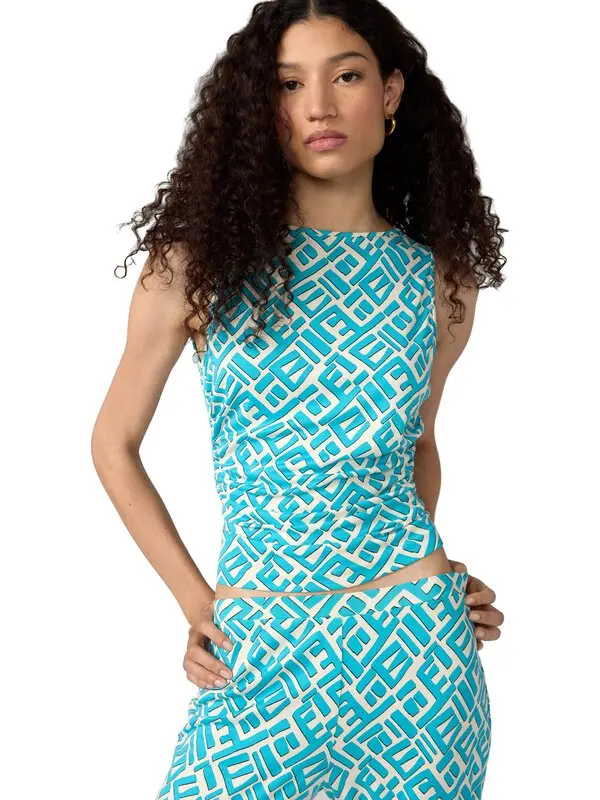 Diane Von Furstenberg Perfect Click Tank - Accra Geo Mini Aquamarine