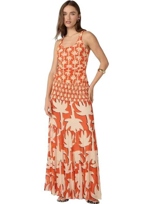 Diane Von Furstenberg Dina Maxi Skirt - Heritage Palm Big Burnt Orange