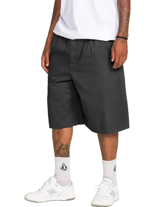 Volcom Elastic Waist Pleated Chino Shorts - Castlerock