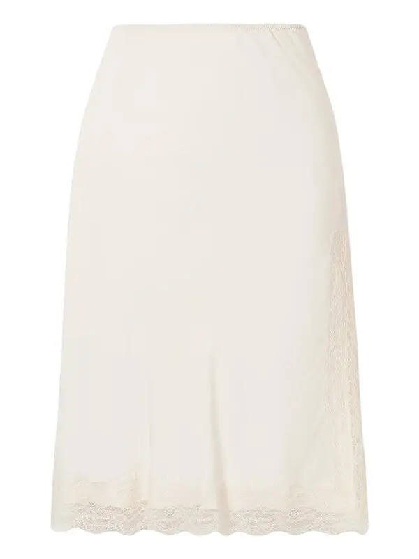 RÓHE Silk Skirt With Lace Detailing - Offwhite