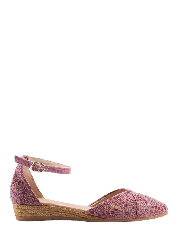 VISCATA Montroig Premium Fabric Espadrille Flats - Crochet Burgundy