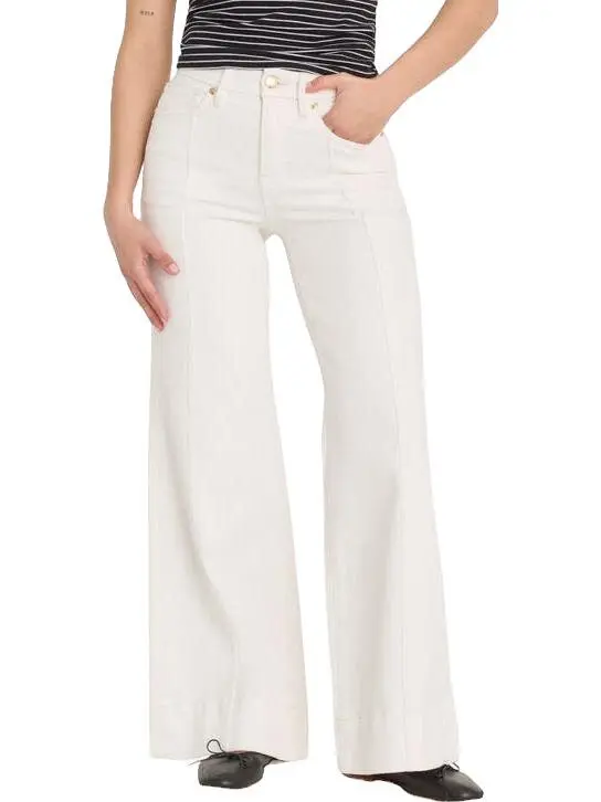 Good American Good Waist Patch Pocket High Waist Palazzo Jeans - Cotton White