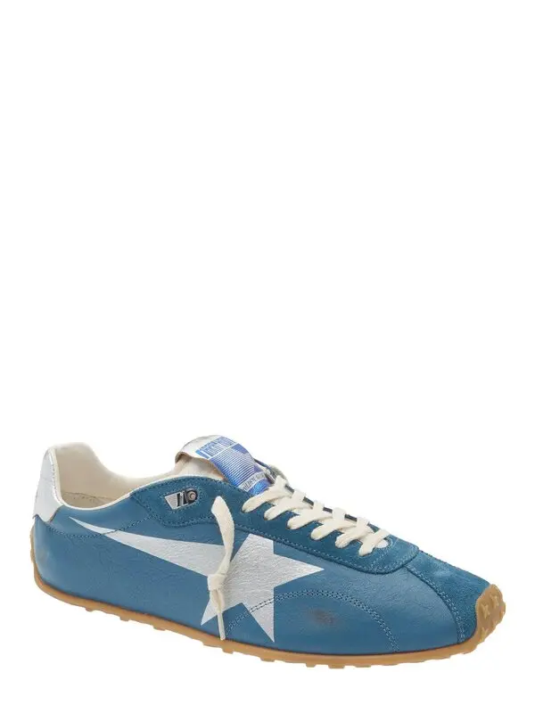 GOLDEN GOOSE Marathon Speed Leather Sneaker - Petrol Blue/silver/cream