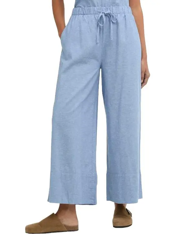 Barbour Linen And Cotton Wide Leg Pants - Light Chambray