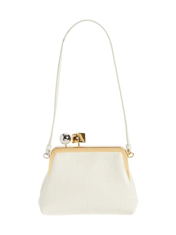 Jacquemus Le Berlingot Croc-embossed Leather Frame Shoulder Bag - Light Ivory 115