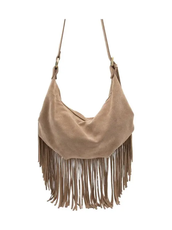 BOLSA NOVA Dallas Suede Fringe Hobo - Black